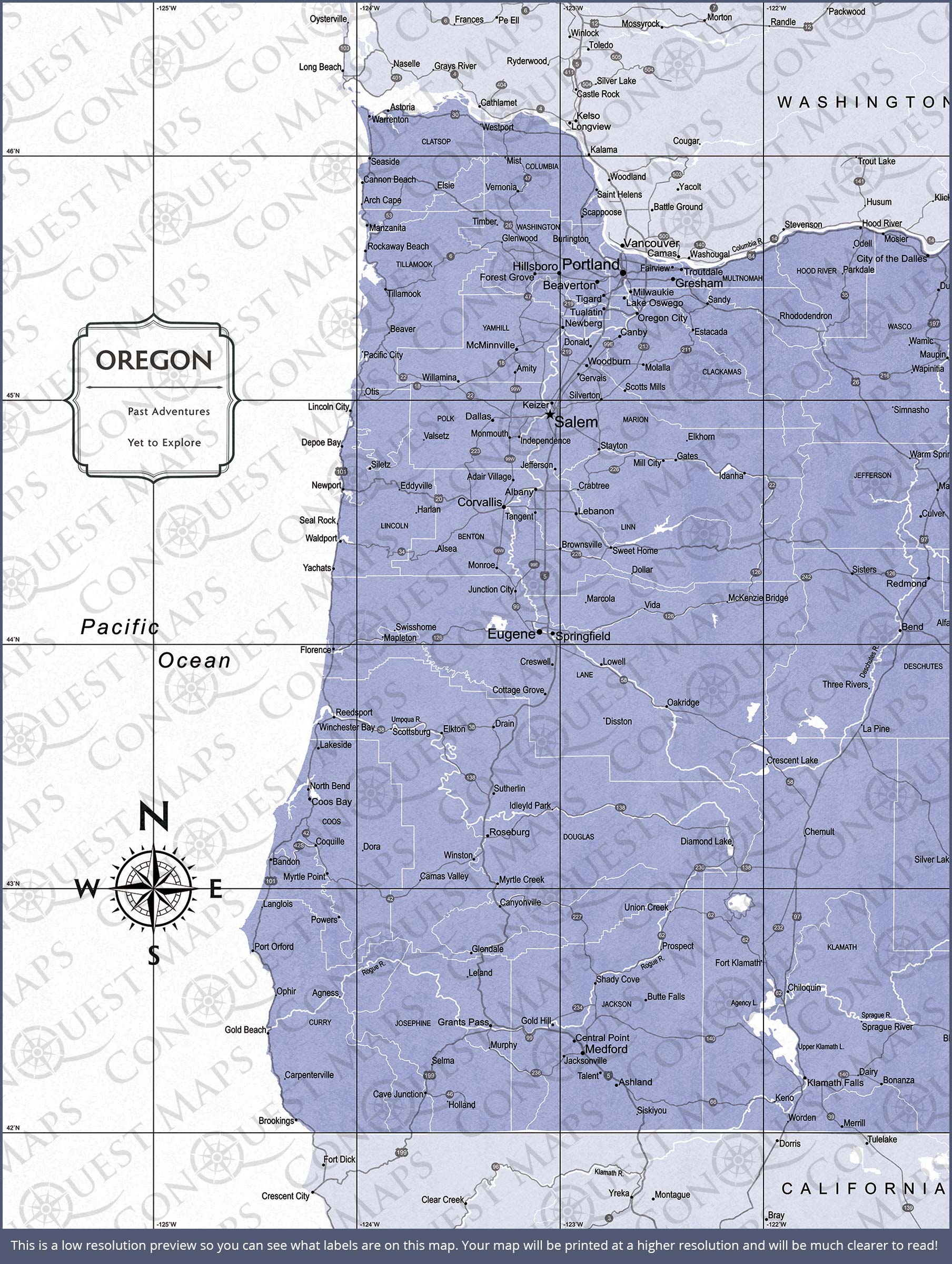 Oregon Map Poster - Purple Color Splash - Conquest Maps LLC
