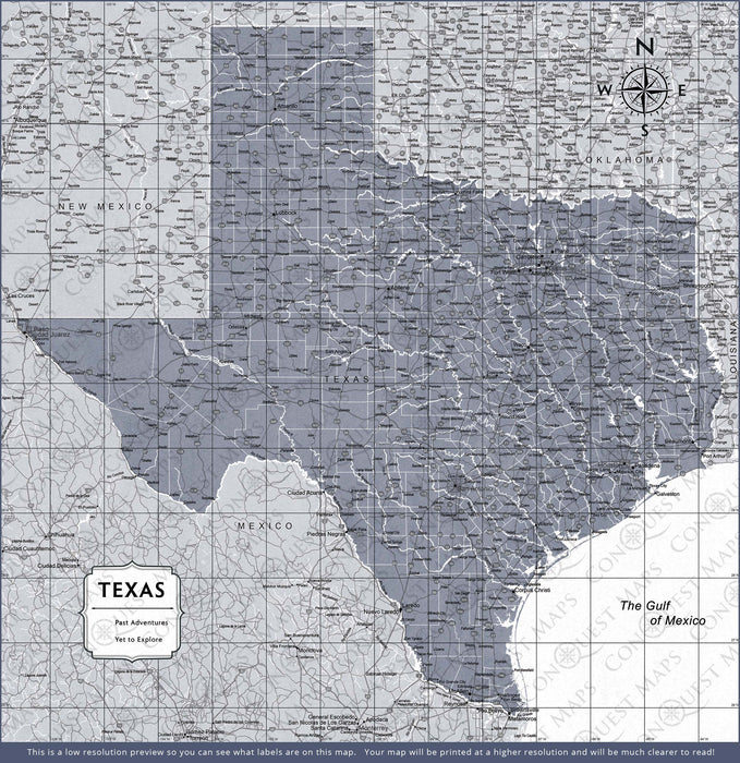 Push Pin Texas Map (Pin Board/Poster) - Dark Gray Color Splash ...