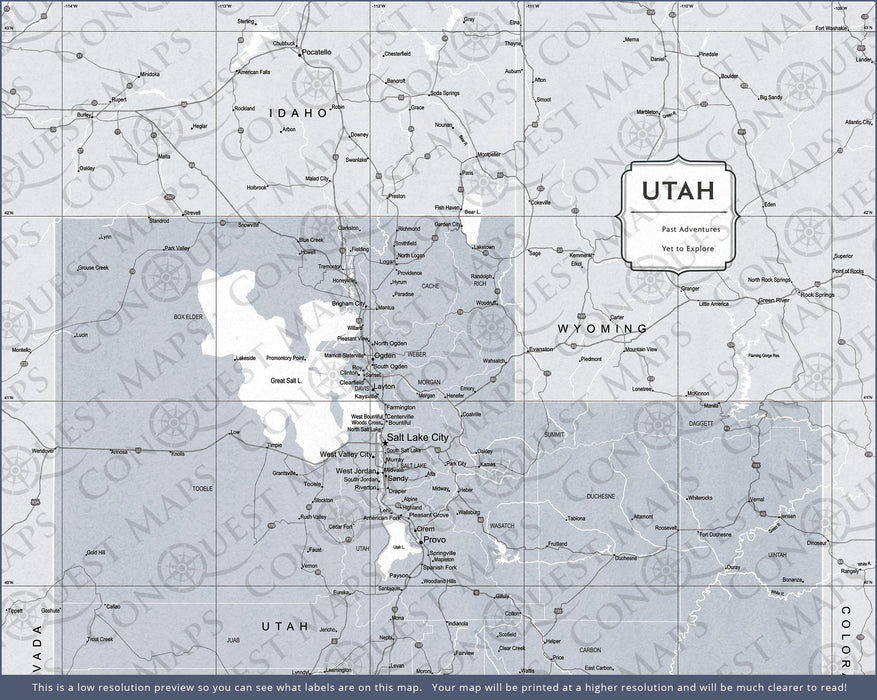 Push Pin Utah Map (Pin Board/Poster) - Light Gray Color Splash ...
