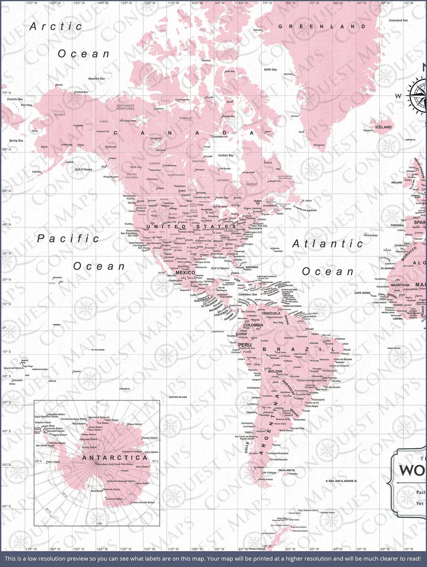 World Travel Map Pin Board with Push Pins: Pink Color Splash — Conquest ...