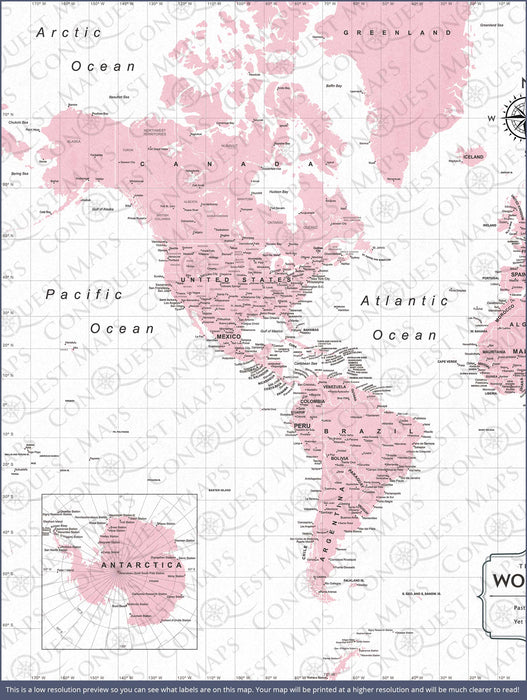 Pink World Map | Track Your Travels | Conquest Maps