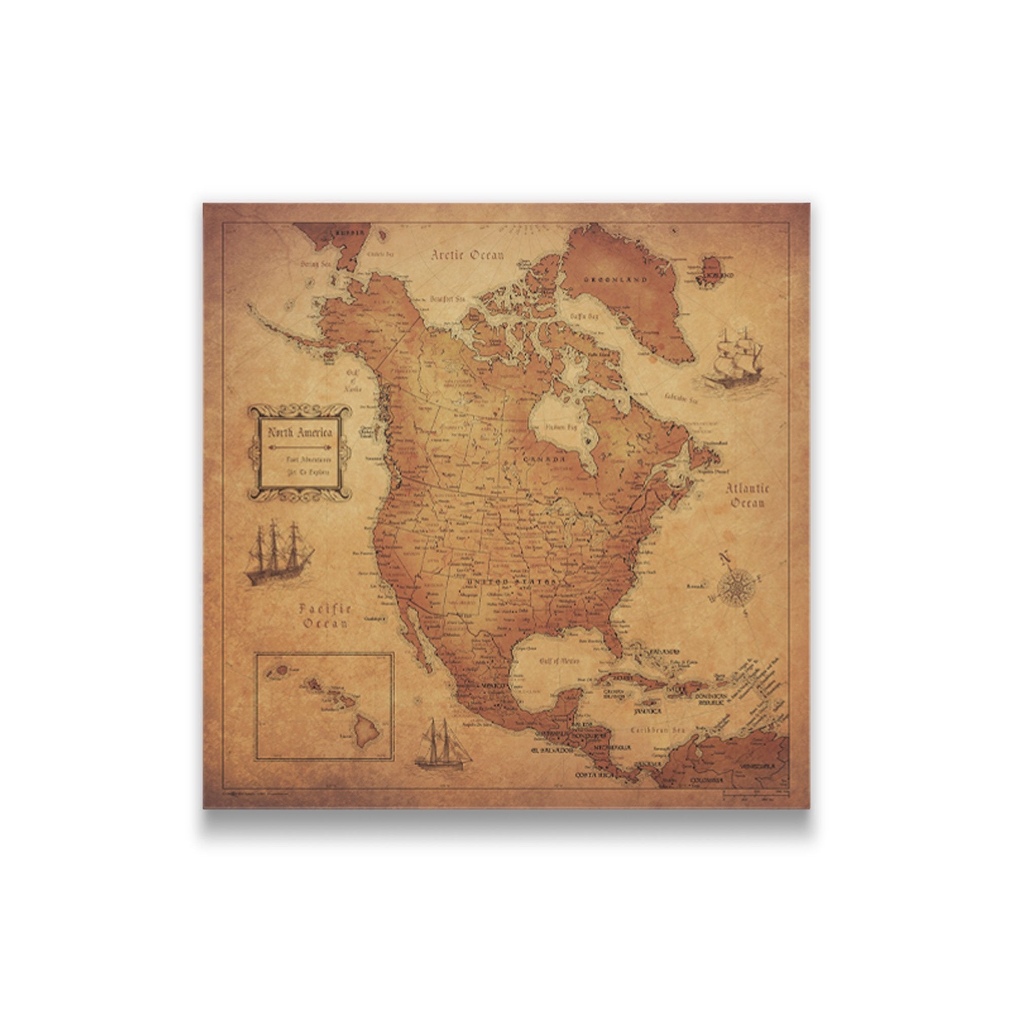 North America Travel Map Poster: Golden Aged