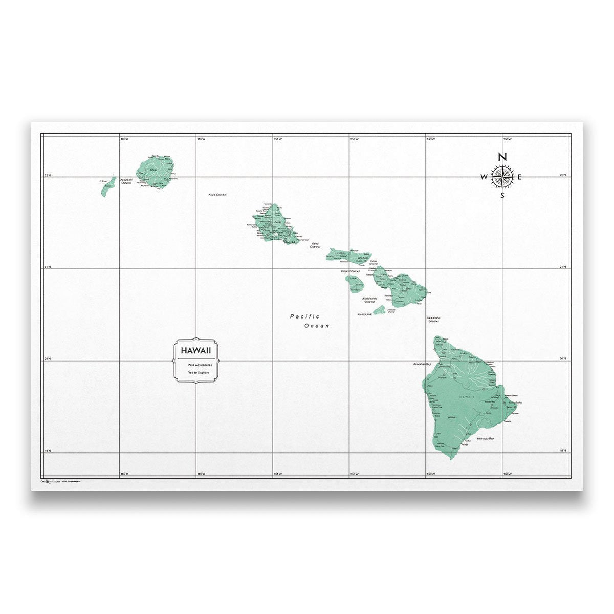Hawaii Map Poster - Green Color Splash - Conquest Maps LLC