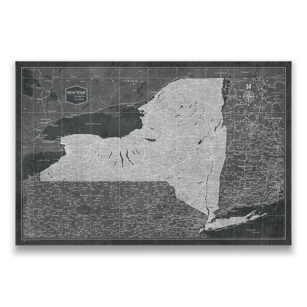 New York Map Poster - Modern Slate - Conquest Maps LLC