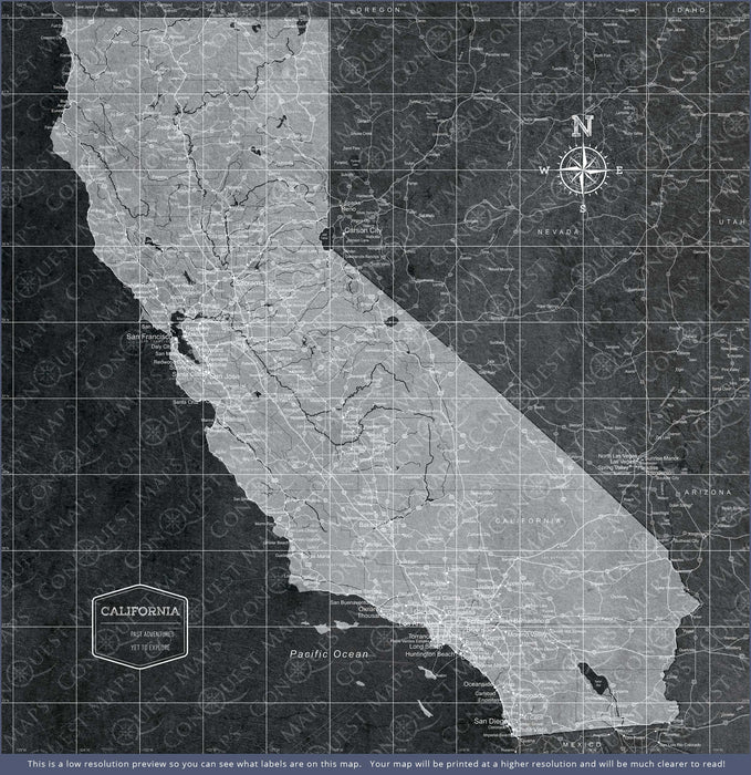California Map Poster - Modern Slate - Conquest Maps LLC