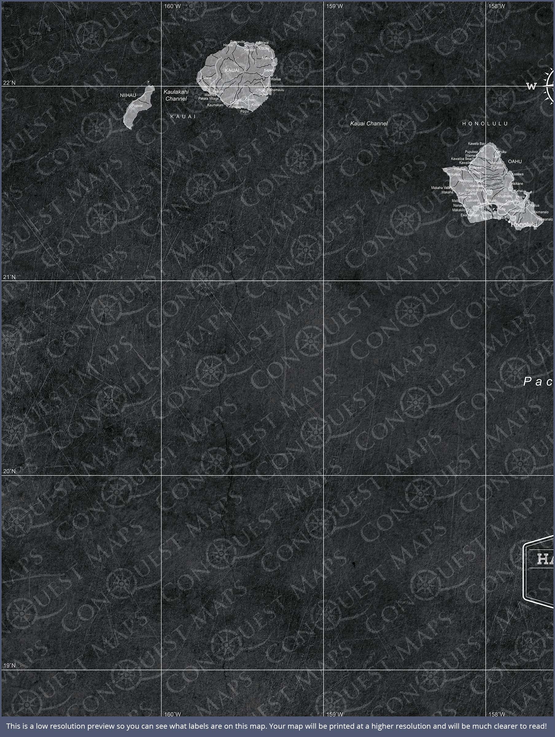 Hawaii Map Poster - Modern Slate - Conquest Maps LLC