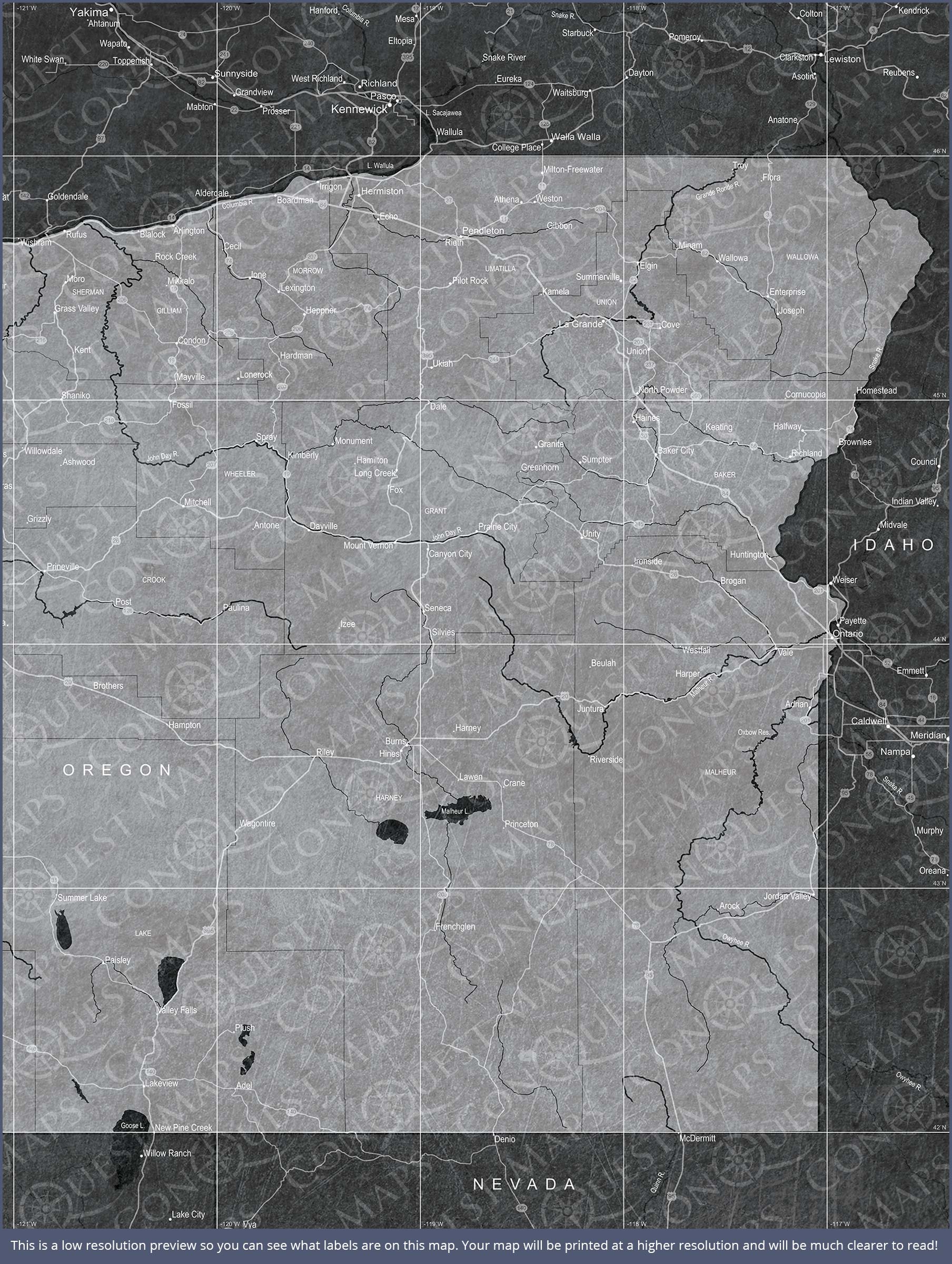 Oregon Map Poster - Modern Slate - Conquest Maps LLC