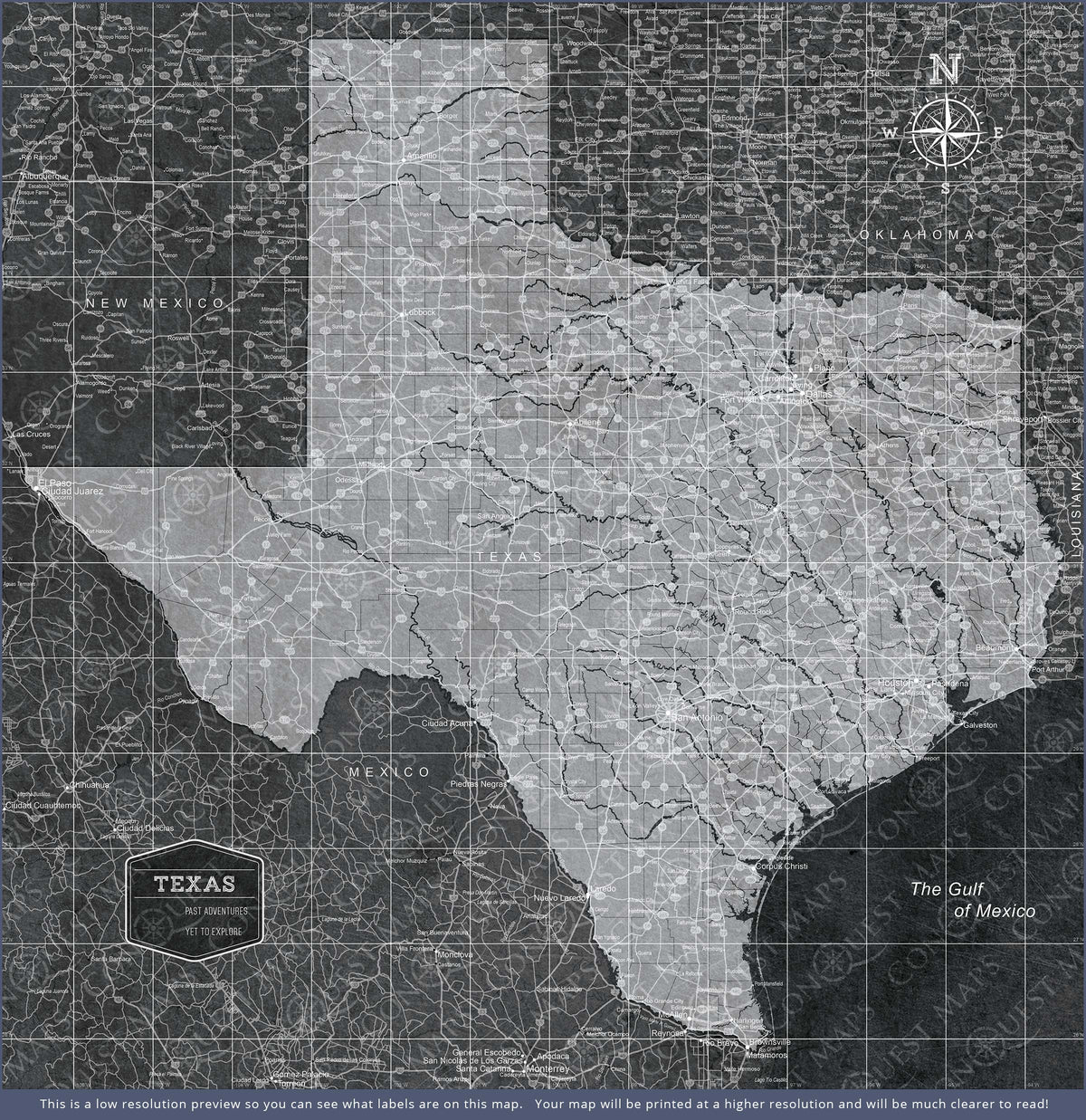 Push Pin Texas Map (Pin Board) - Modern Slate - Conquest Maps LLC