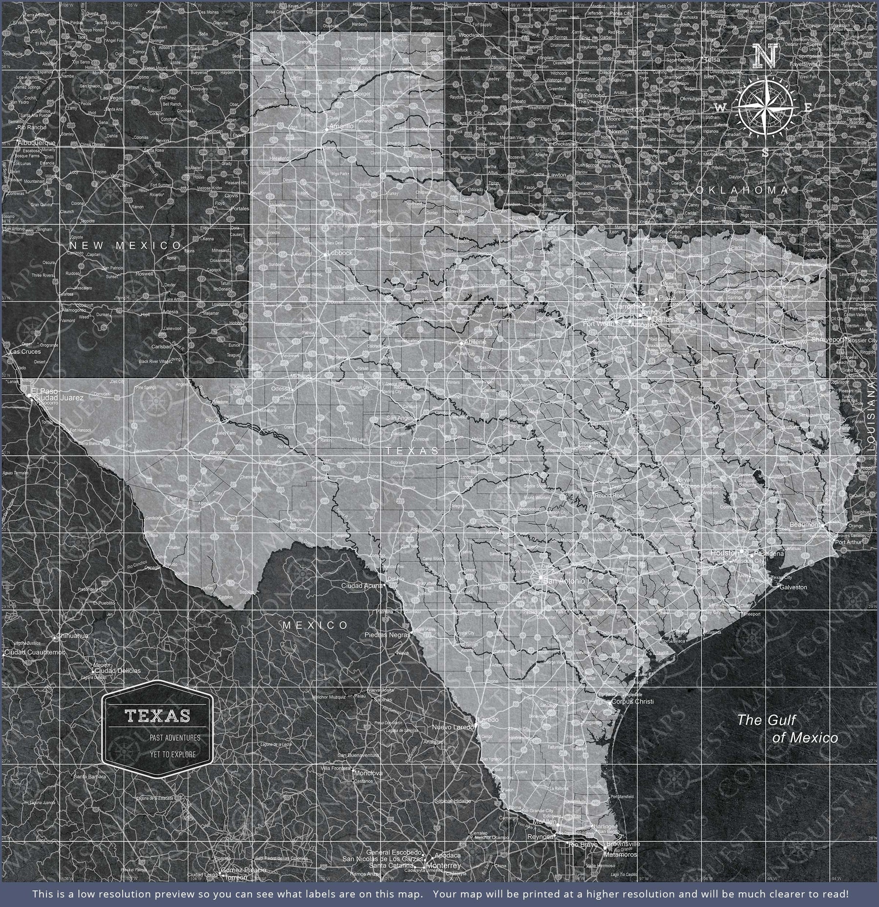 Push Pin Texas Map (Pin Board) - Modern Slate - Conquest Maps LLC