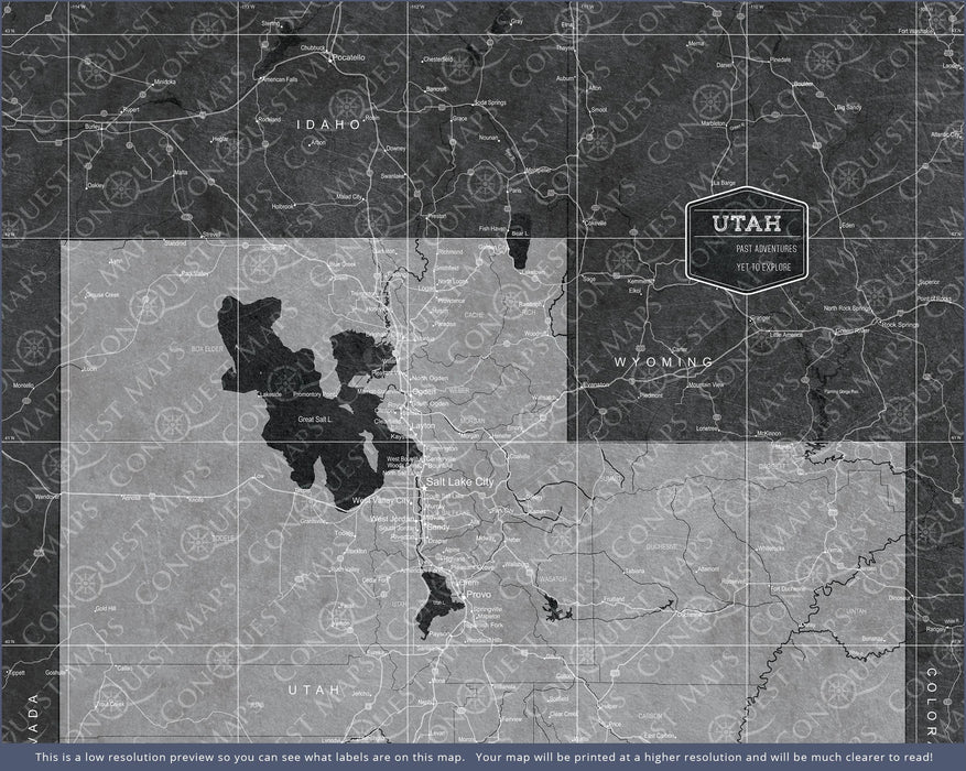 Utah Map Poster - Modern Slate - Conquest Maps LLC