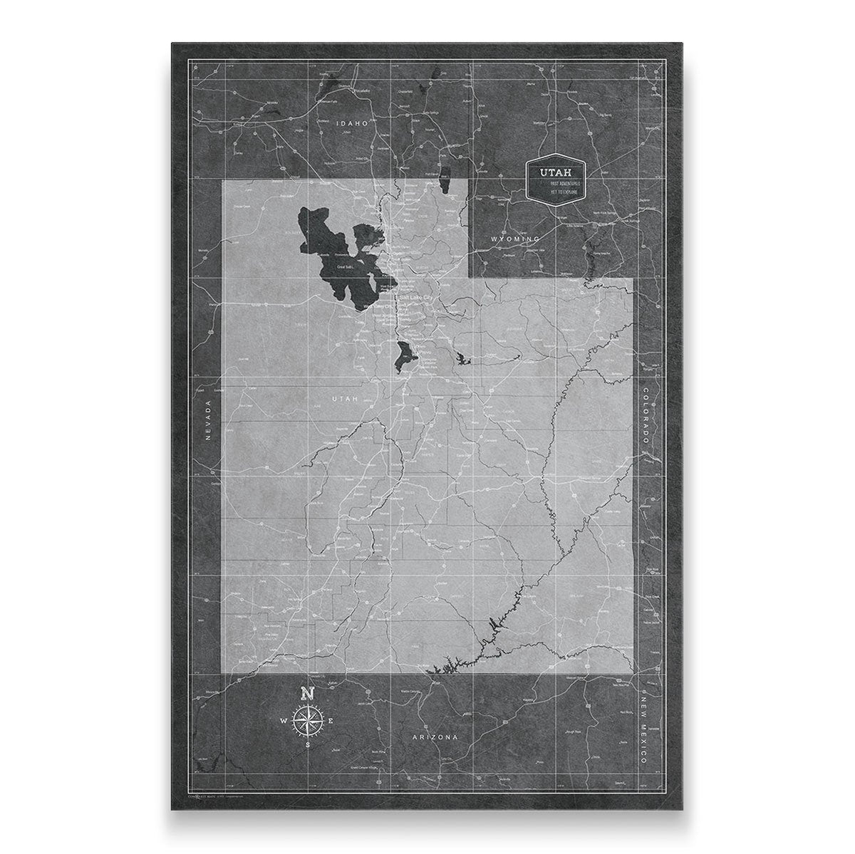 Utah Map Poster - Modern Slate - Conquest Maps LLC