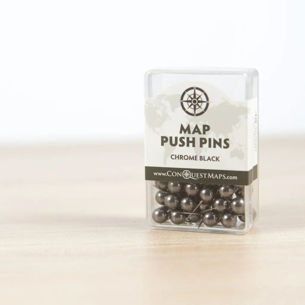 Metallic Push Pins - Chrome Black - Conquest Maps — Conquest Maps LLC