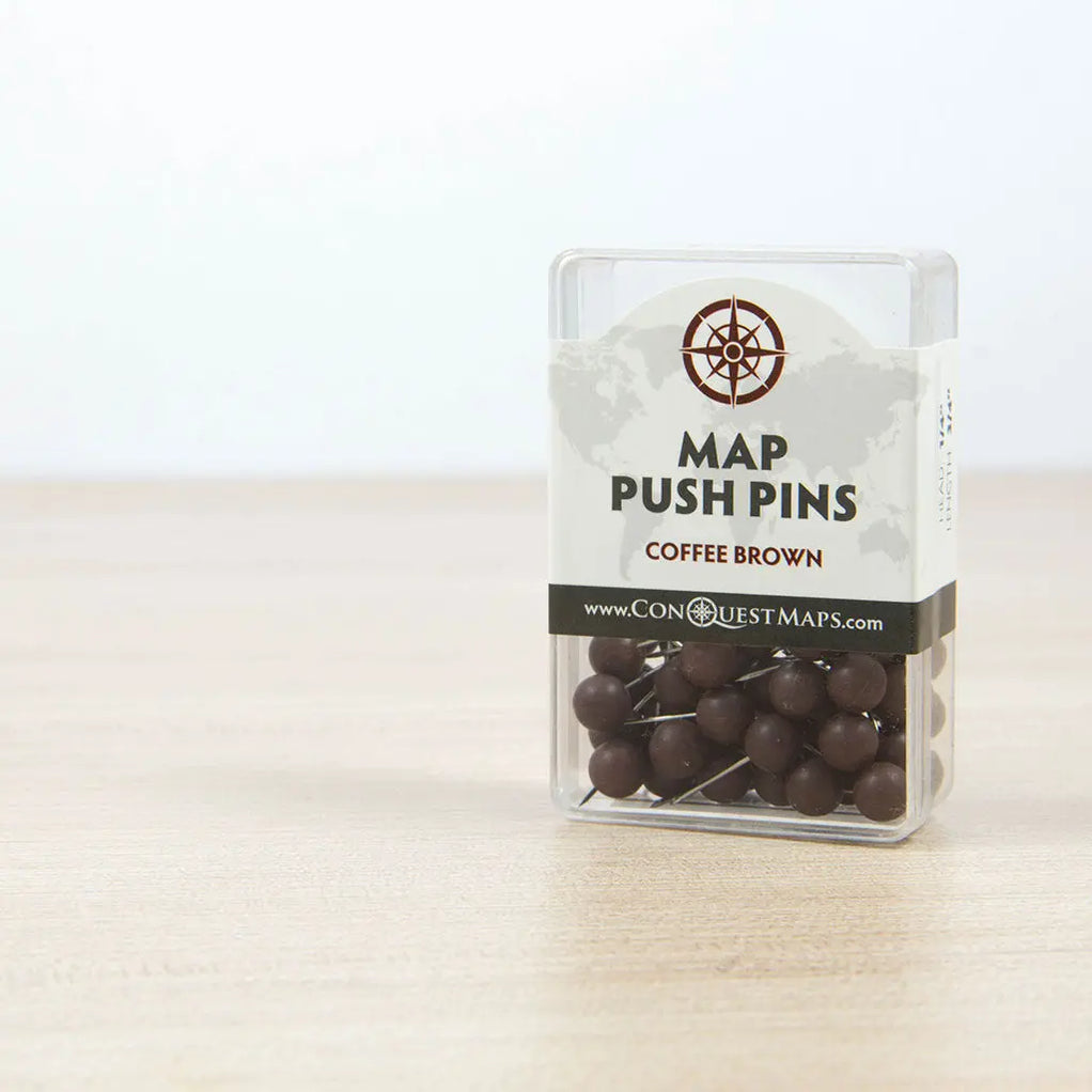 Map Push Pins: Coffee Brown - Matte Finish - Conquest Maps LLC
