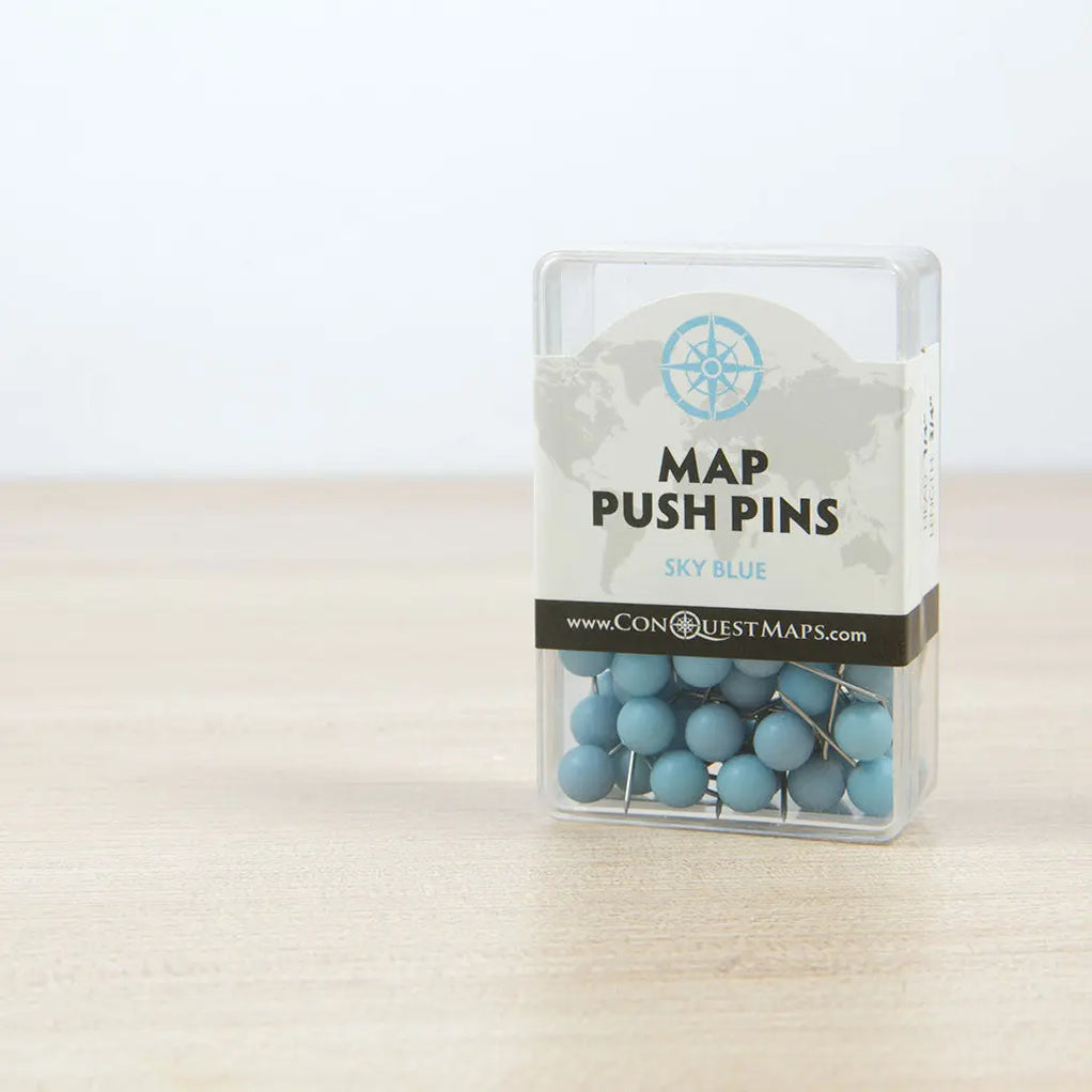 Push Pins - Set of 100 - Sky Blue — Conquest Maps LLC