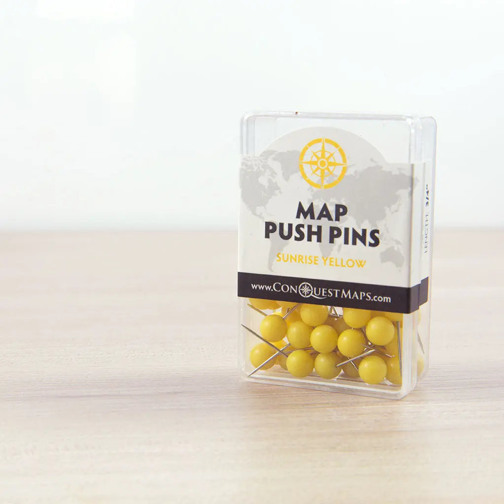 Map Push Pins: Sunrise Yellow - Matte Finish - Conquest Maps LLC