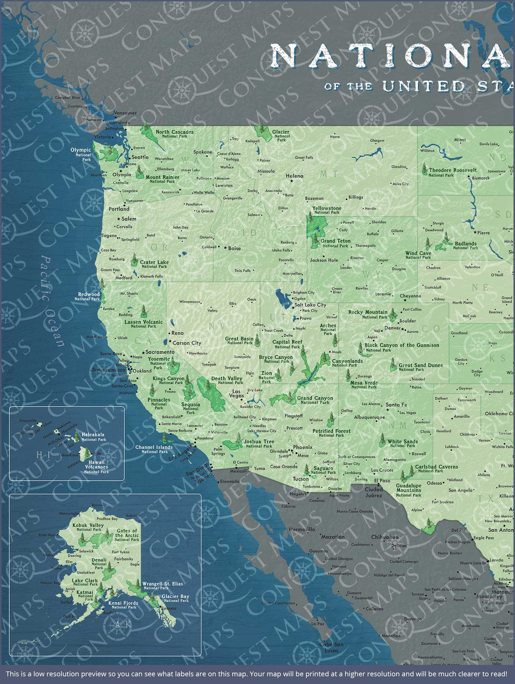 National Park Push Pin Maps | USA Handmade | Conquest Maps