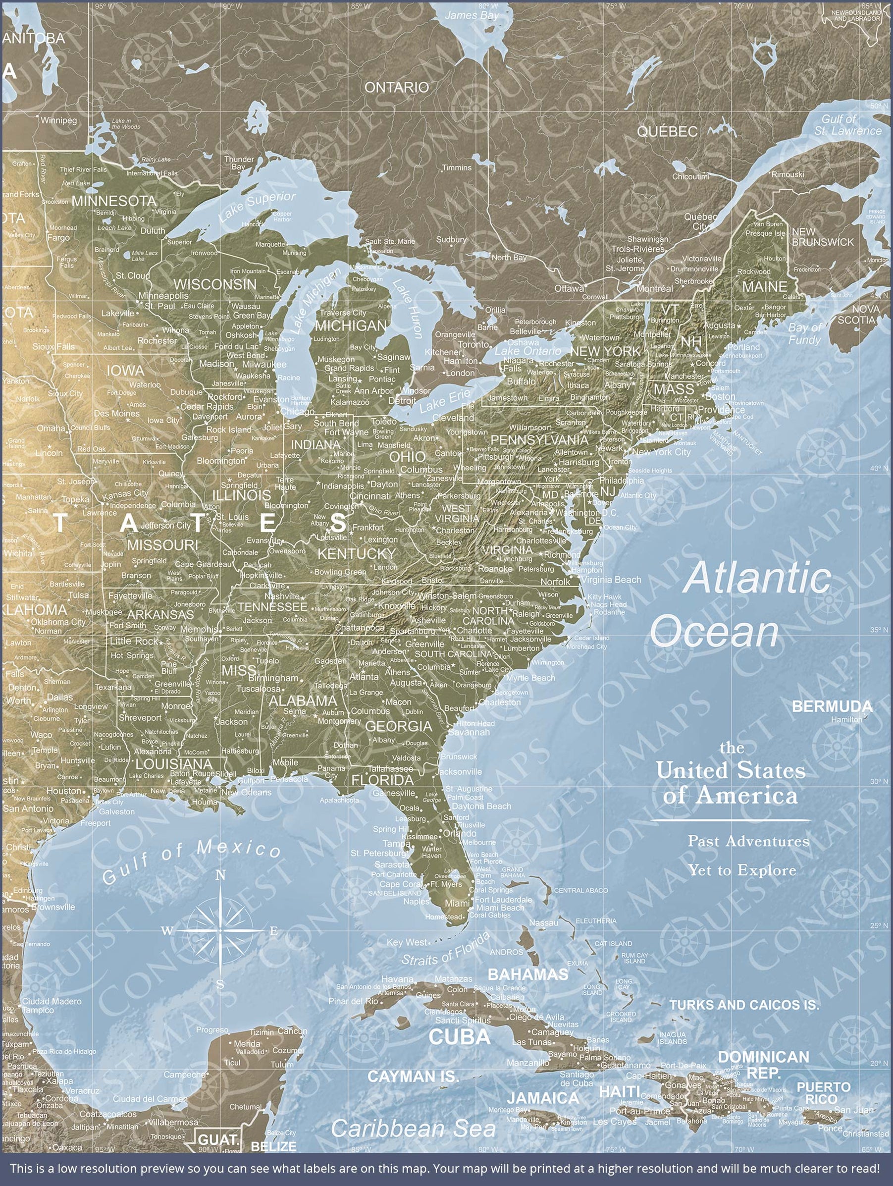 United States Pin Map | Natural Earth | Shop Conquest Maps — Conquest ...