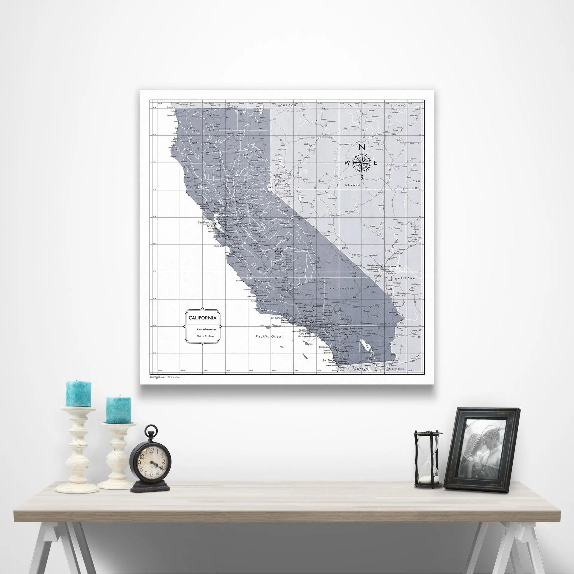 Push Pin California Map (Pin Board/Poster) - Dark Gray Color Splash ...