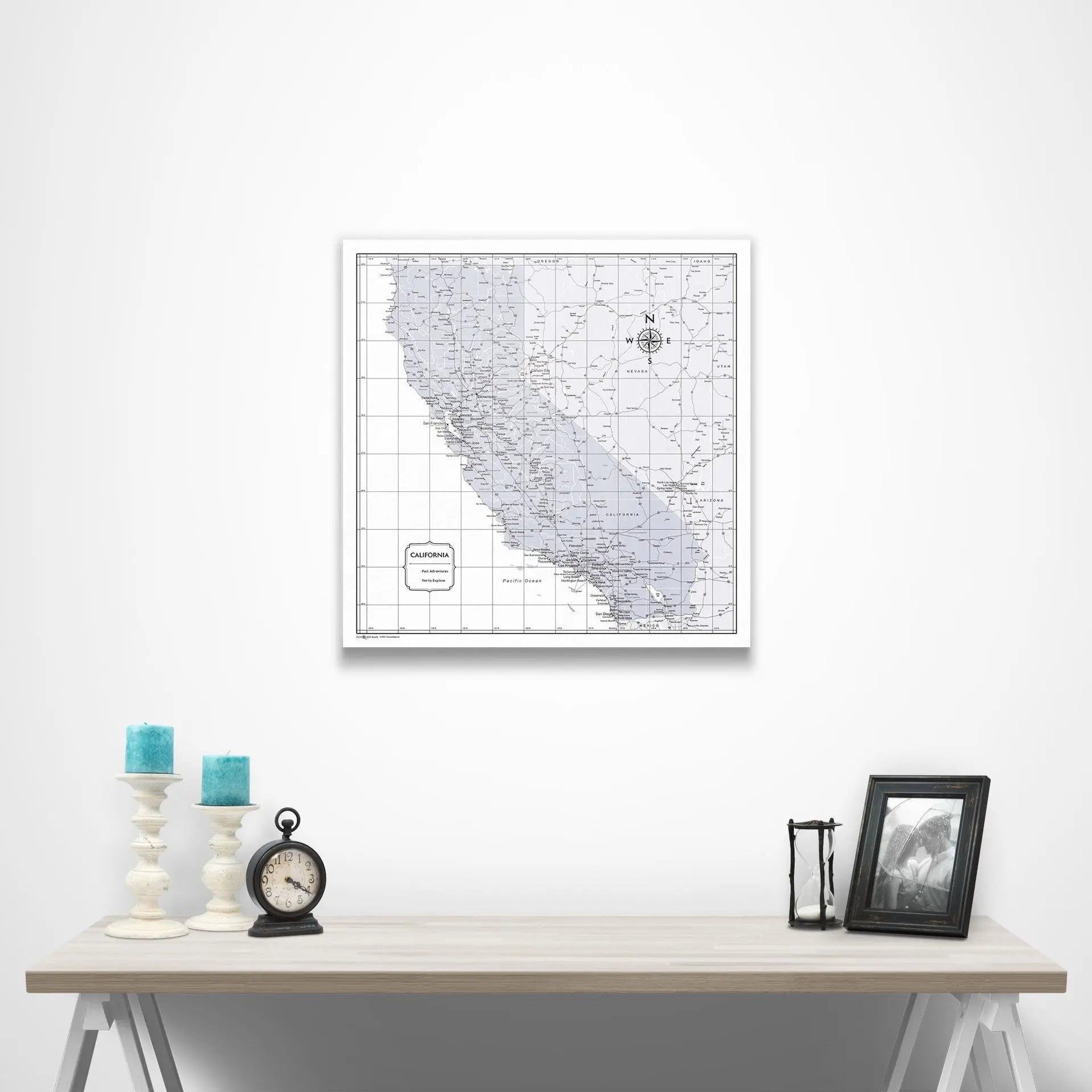 California Map Poster - Light Gray Color Splash - Conquest Maps LLC
