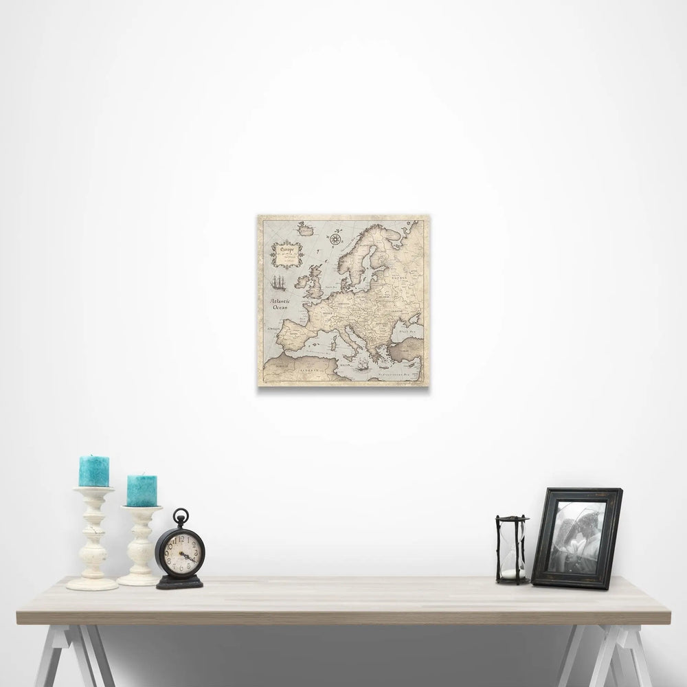 Europe Travel Map Poster: Rustic Vintage