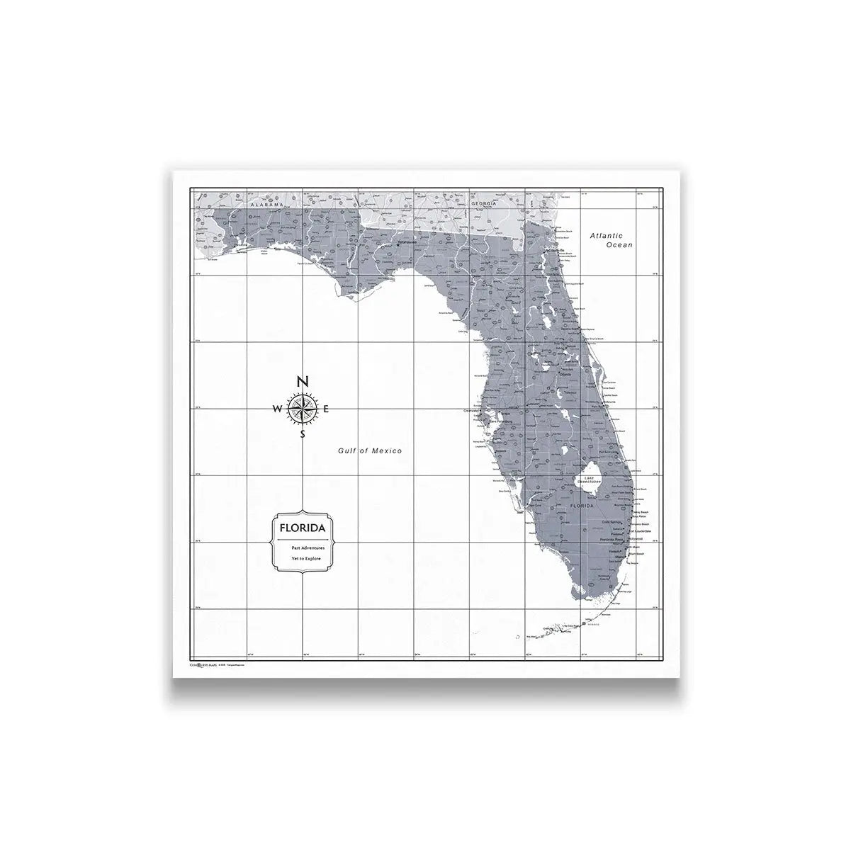 Florida Map Poster - Dark Gray Color Splash - Conquest Maps LLC