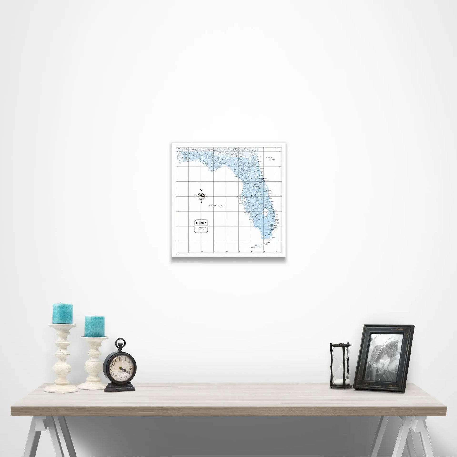 Push Pin Florida Map (Pin Board/Poster) - Light Blue Color Splash ...