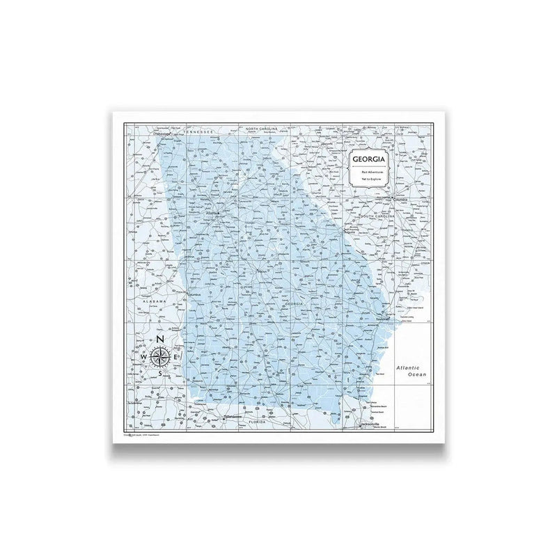 Georgia Map Poster - Light Blue Color Splash - Conquest Maps LLC