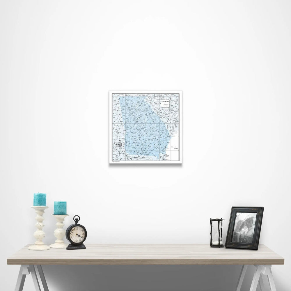 Georgia Map Poster - Light Blue Color Splash - Conquest Maps LLC