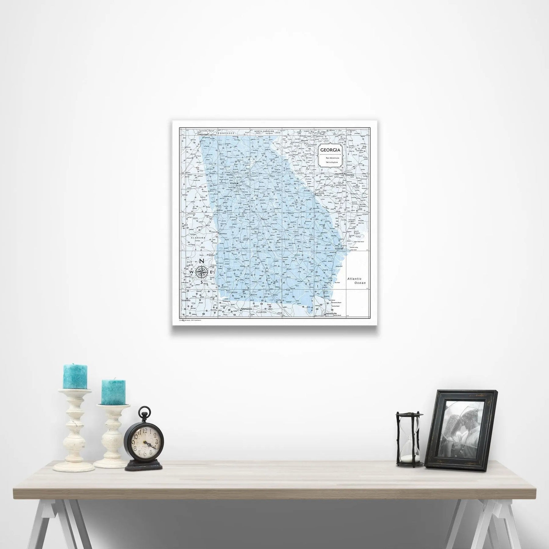 Georgia Map Poster - Light Blue Color Splash - Conquest Maps LLC