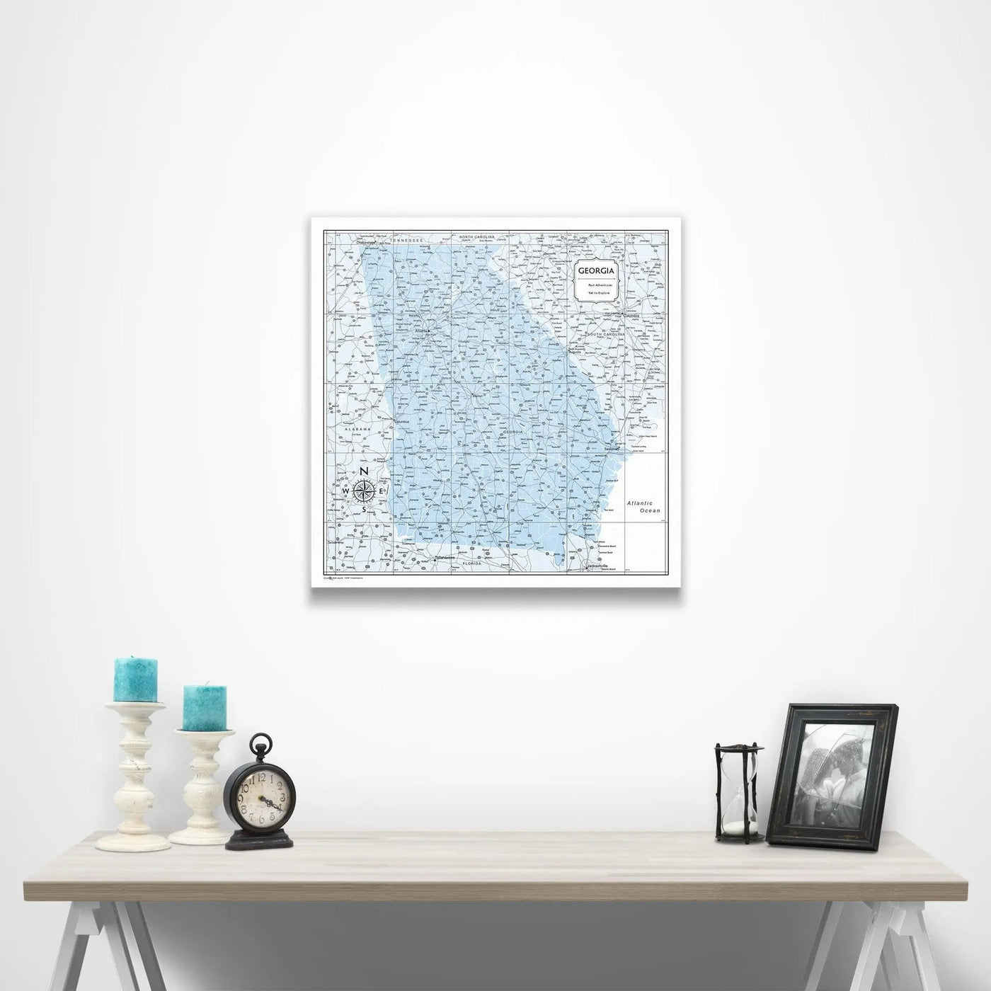 Georgia Map Poster - Light Blue Color Splash - Conquest Maps LLC