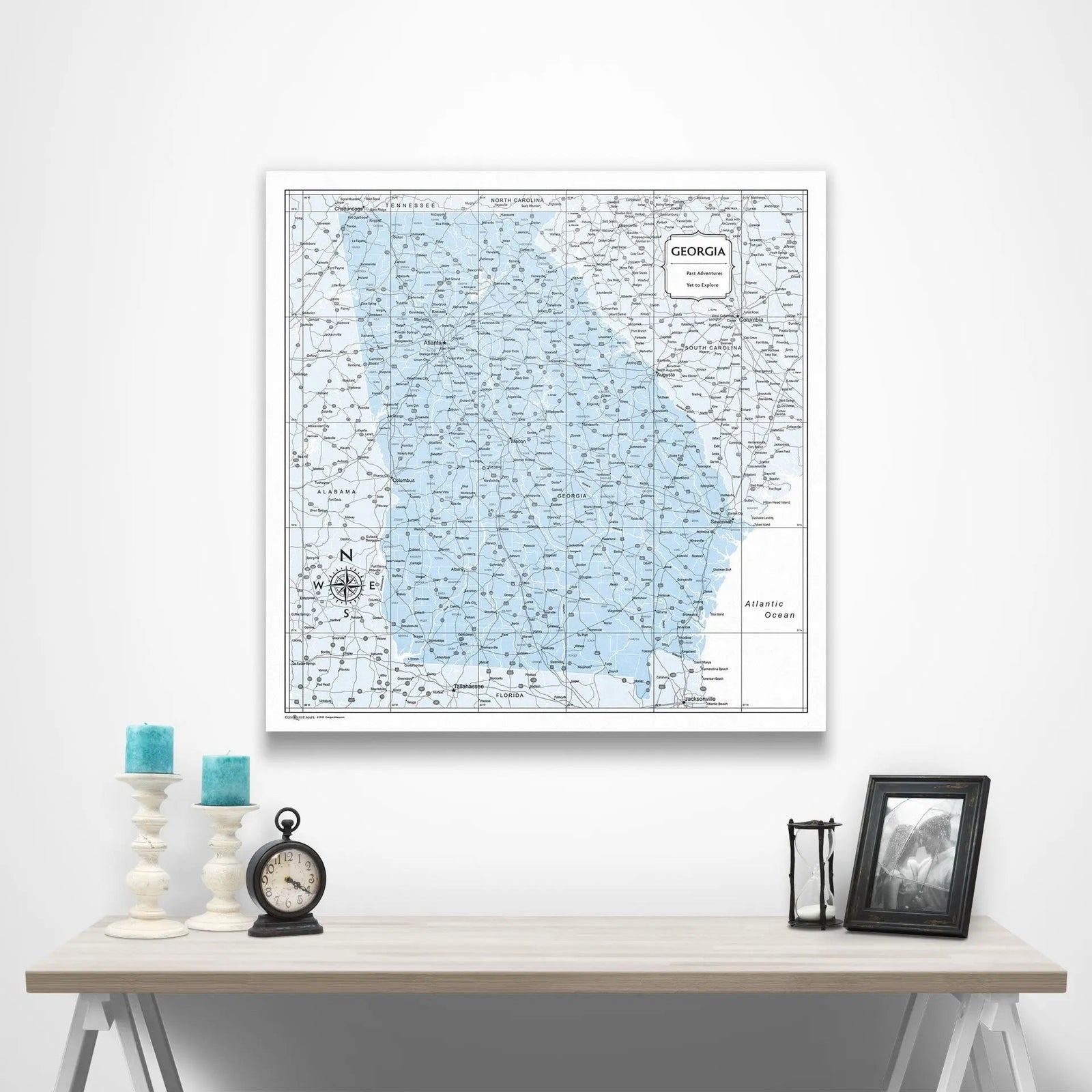Georgia Map Poster - Light Blue Color Splash - Conquest Maps LLC