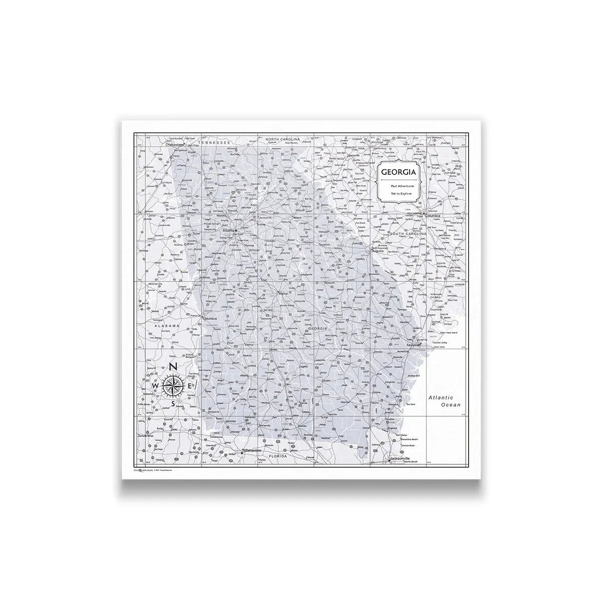 Georgia Map Poster - Light Gray Color Splash - Conquest Maps LLC