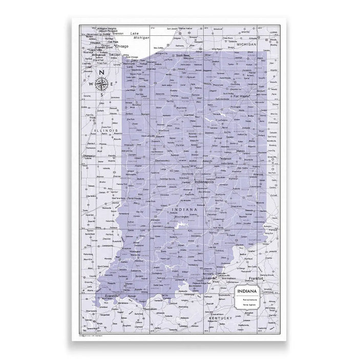 Push Pin Indiana Map (Pin Board/Poster) - Purple Color Splash ...
