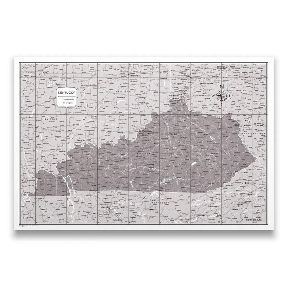 Kentucky Map Poster - Dark Brown Color Splash - Conquest Maps LLC