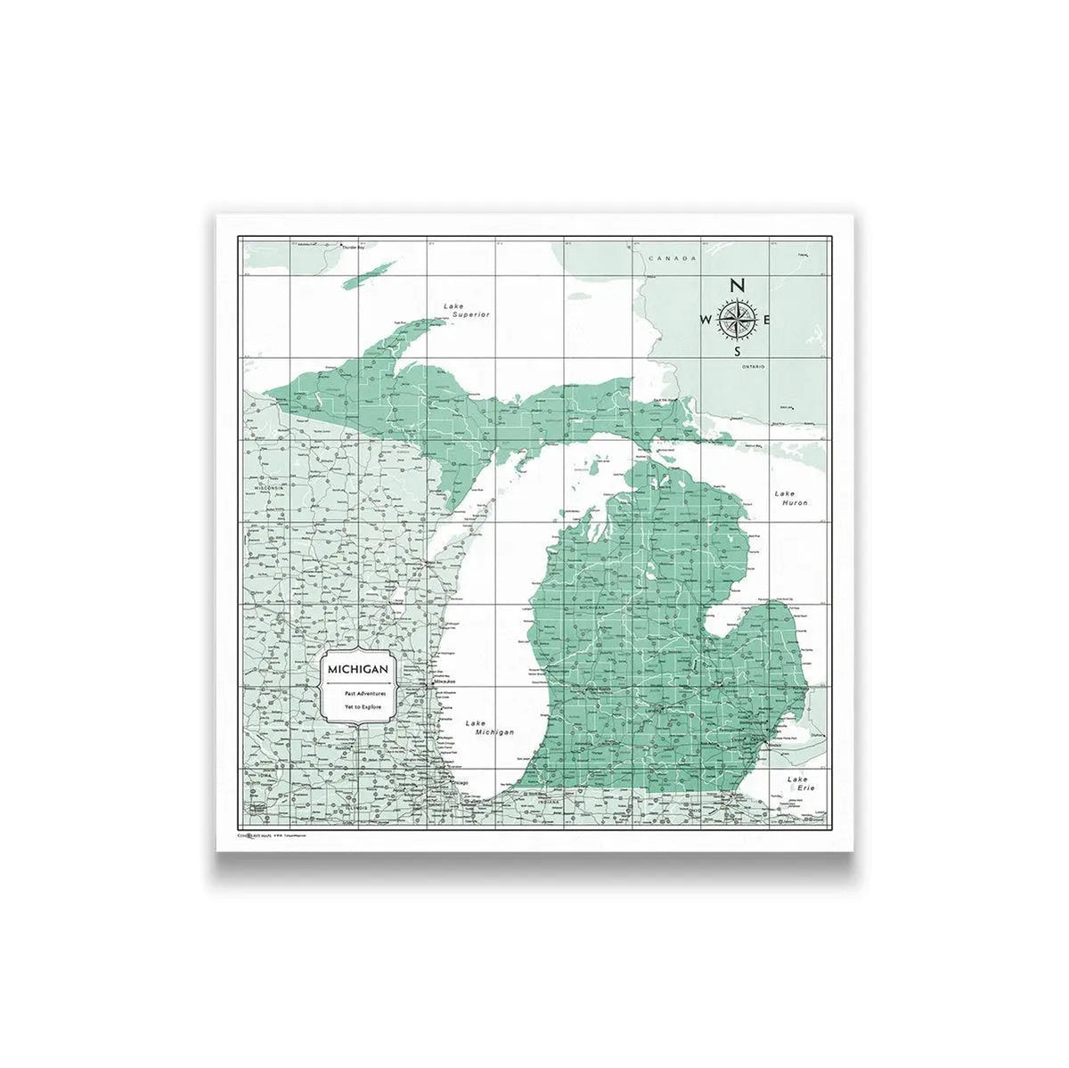 Michigan Map Poster - Green Color Splash - Conquest Maps LLC