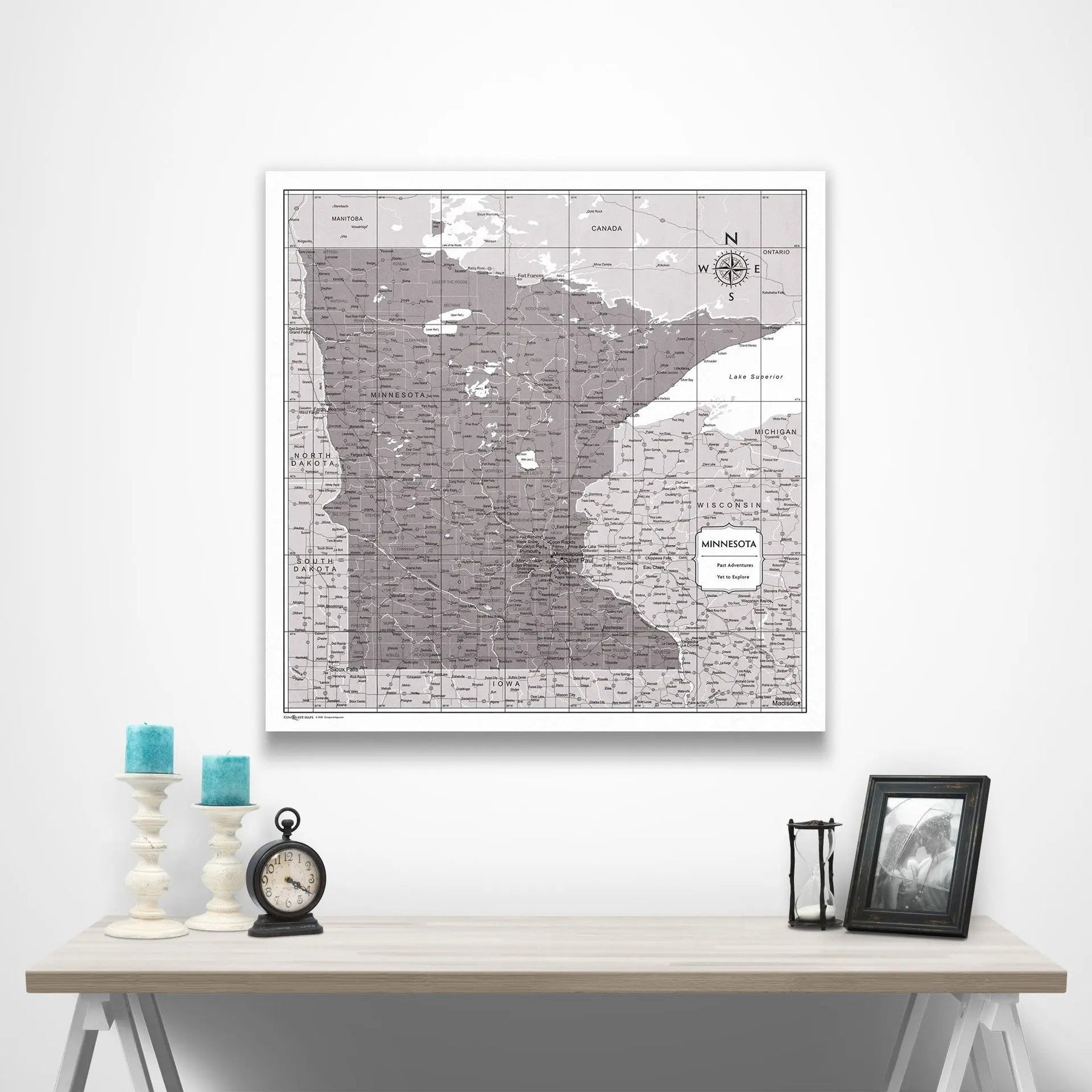 Minnesota Map Poster - Dark Brown Color Splash - Conquest Maps LLC