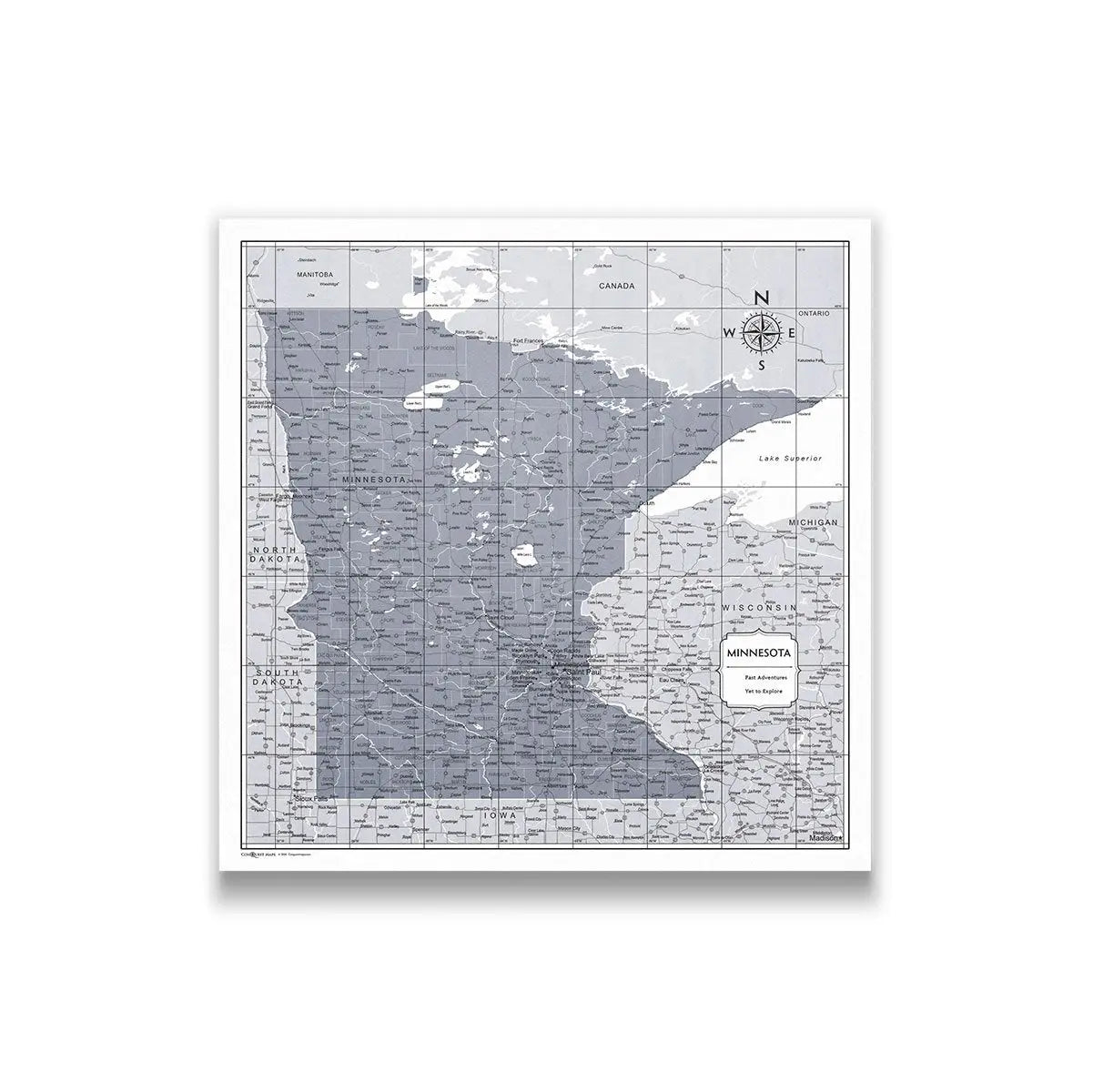 Minnesota Map Poster - Dark Gray Color Splash - Conquest Maps LLC