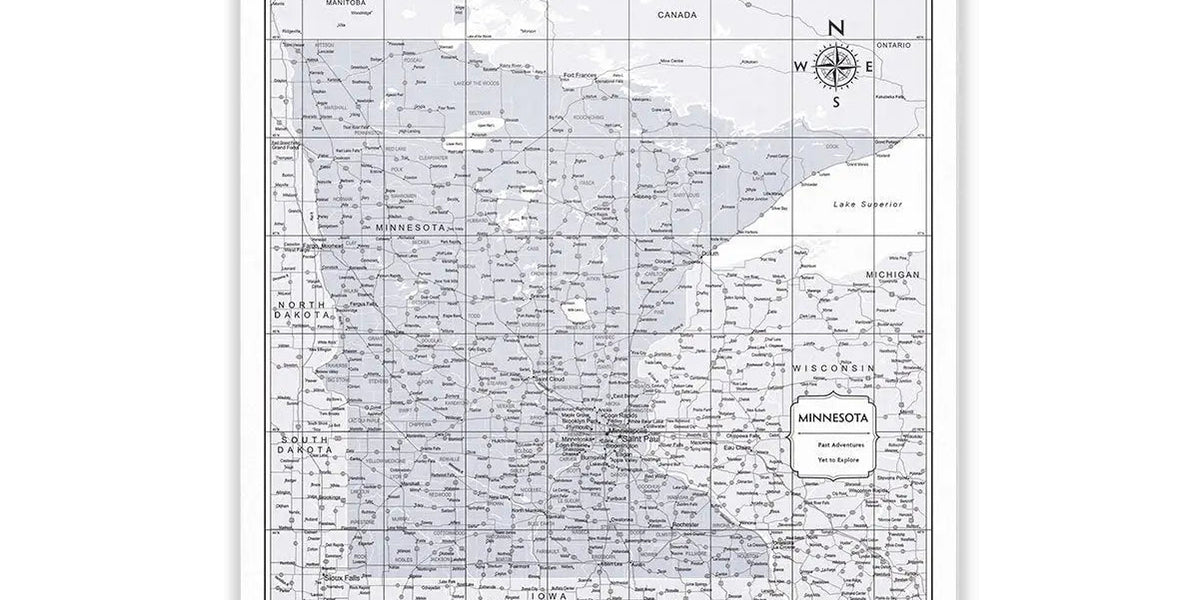 Minnesota Map Poster - Light Gray Color Splash - Conquest Maps LLC