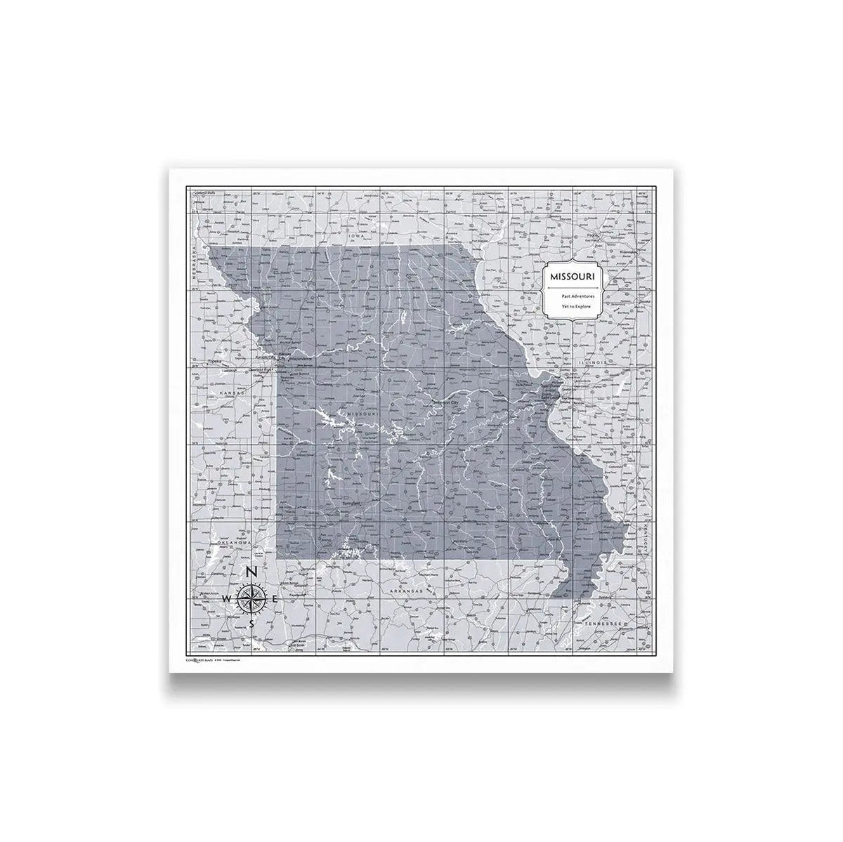 Missouri Map Poster - Dark Gray Color Splash - Conquest Maps LLC