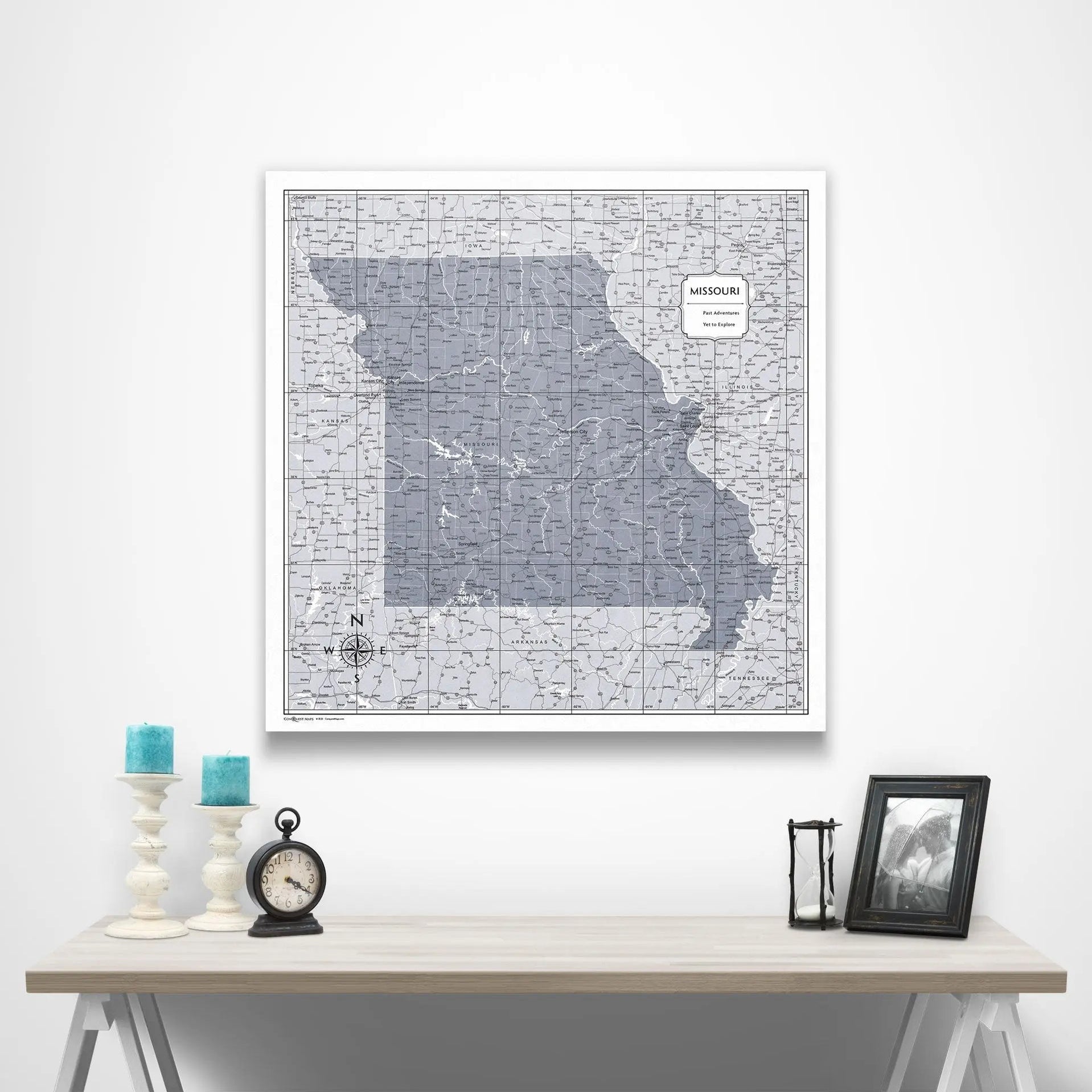 Missouri Map Poster - Dark Gray Color Splash - Conquest Maps LLC