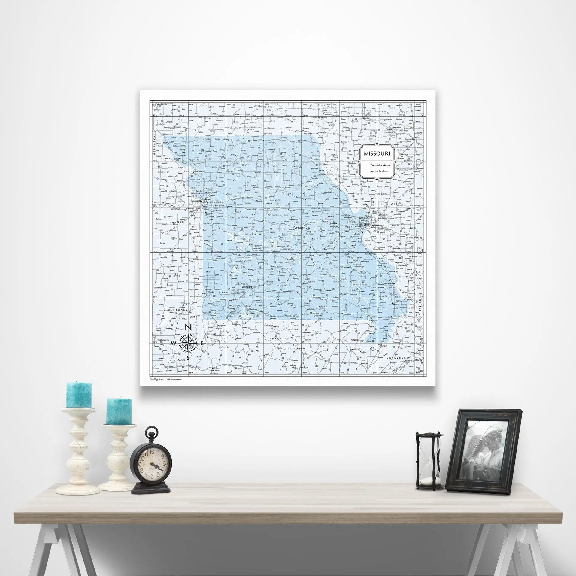 Missouri Map Poster - Light Blue Color Splash - Conquest Maps LLC