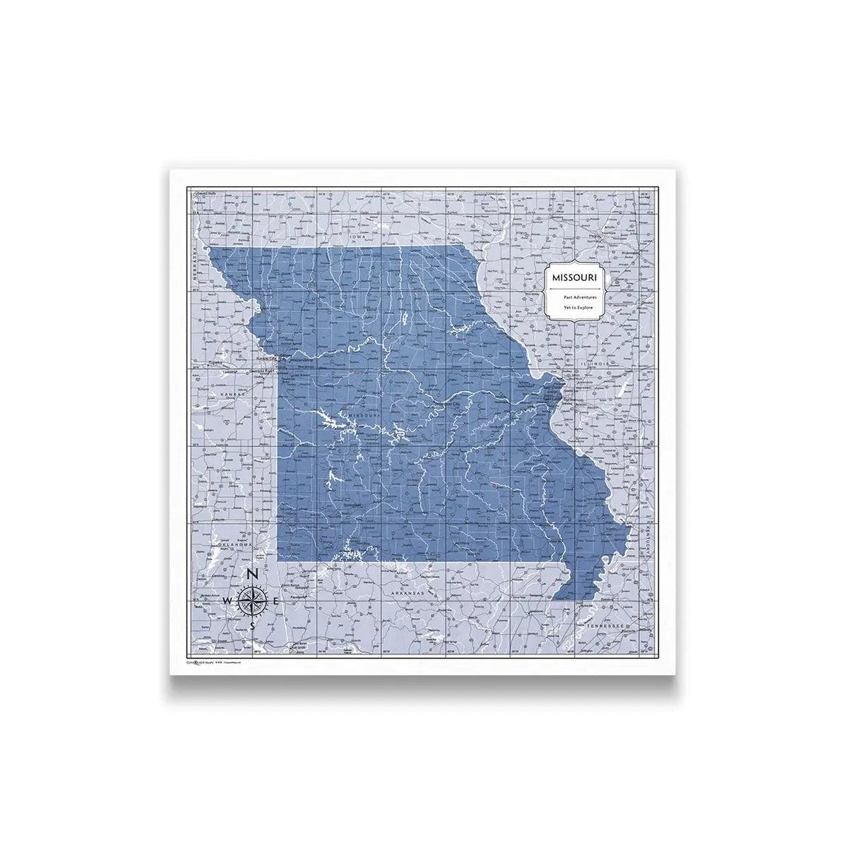 Missouri Map Poster - Navy Color Splash - Conquest Maps LLC