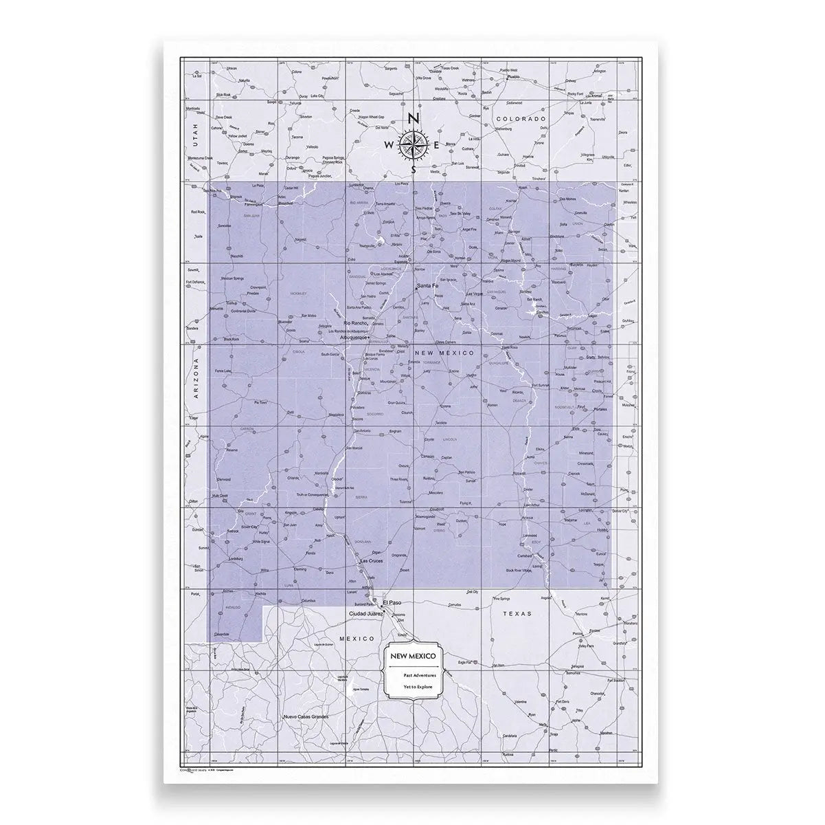 New Mexico Map Poster - Purple Color Splash - Conquest Maps LLC