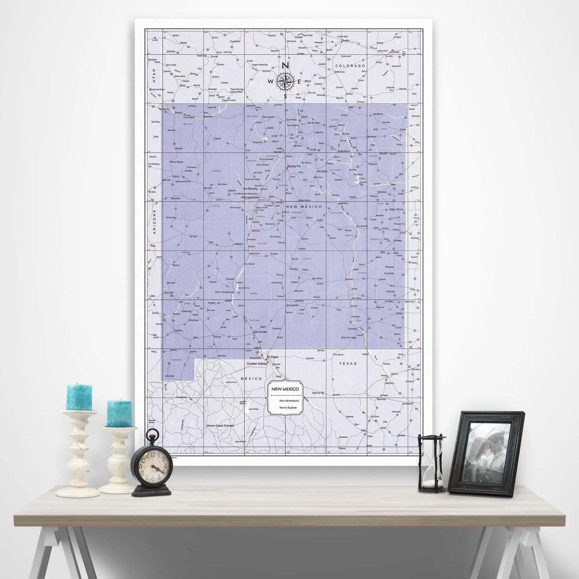 New Mexico Map Poster - Purple Color Splash - Conquest Maps LLC