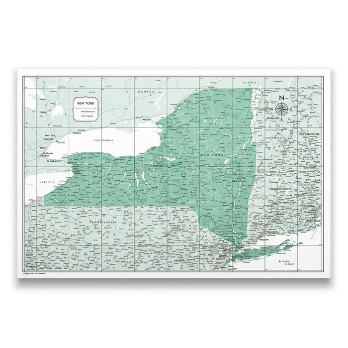 New York Map Poster - Green Color Splash - Conquest Maps LLC