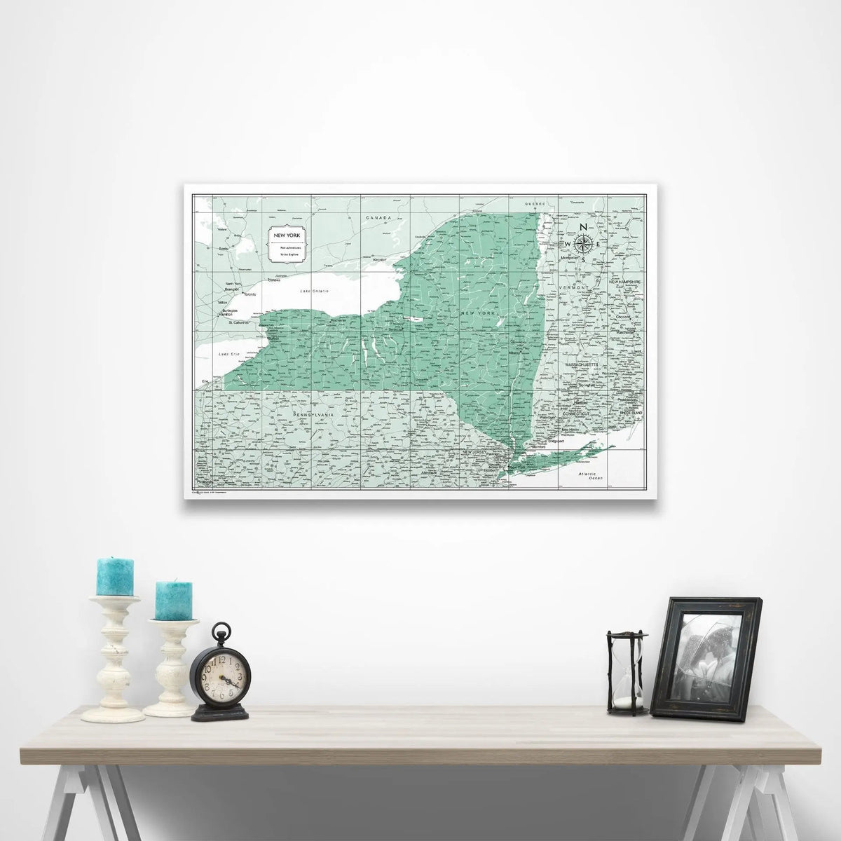 New York Map Poster - Green Color Splash - Conquest Maps LLC