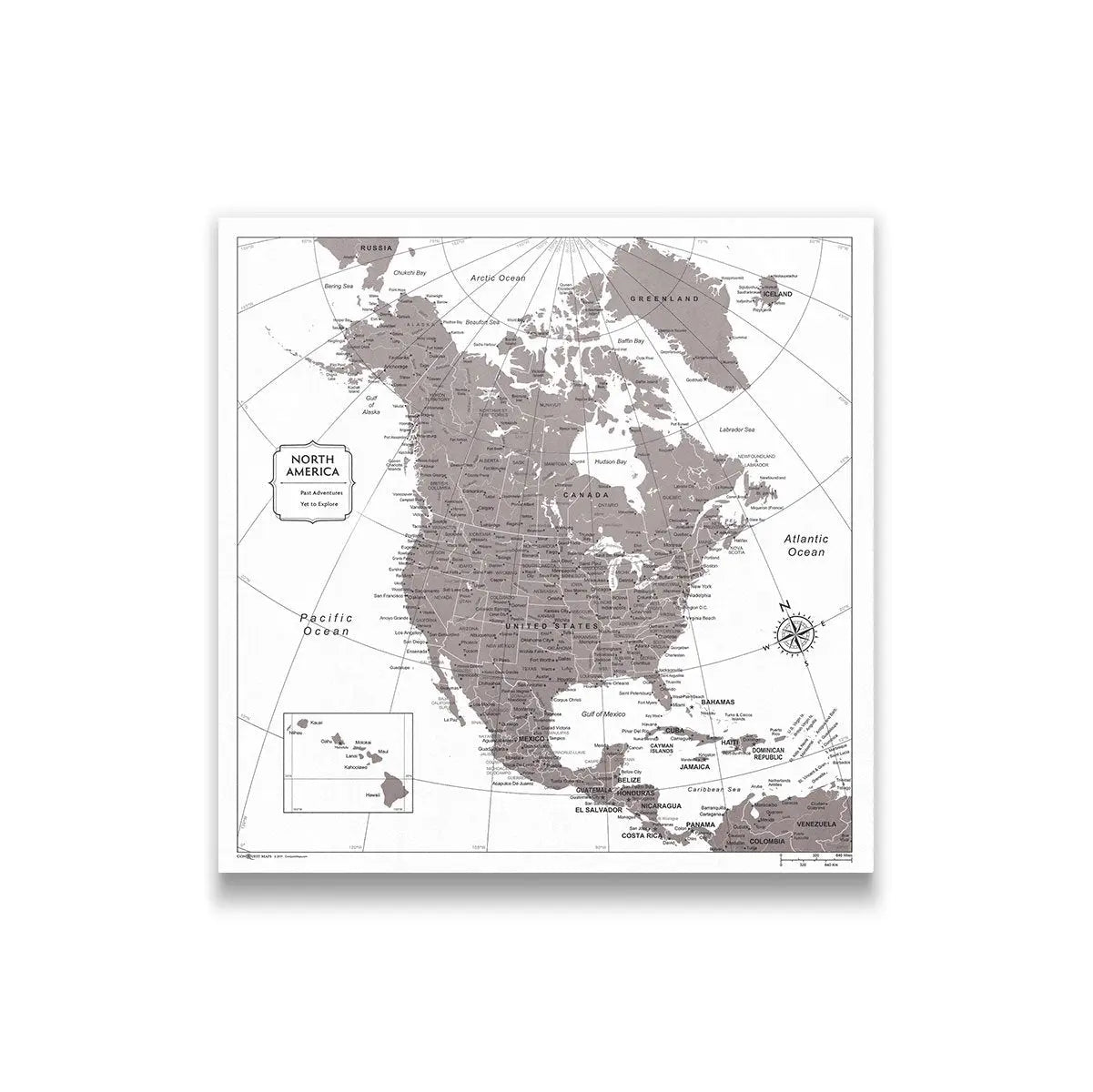 North America Poster - Dark Brown Color Splash - Conquest Maps LLC