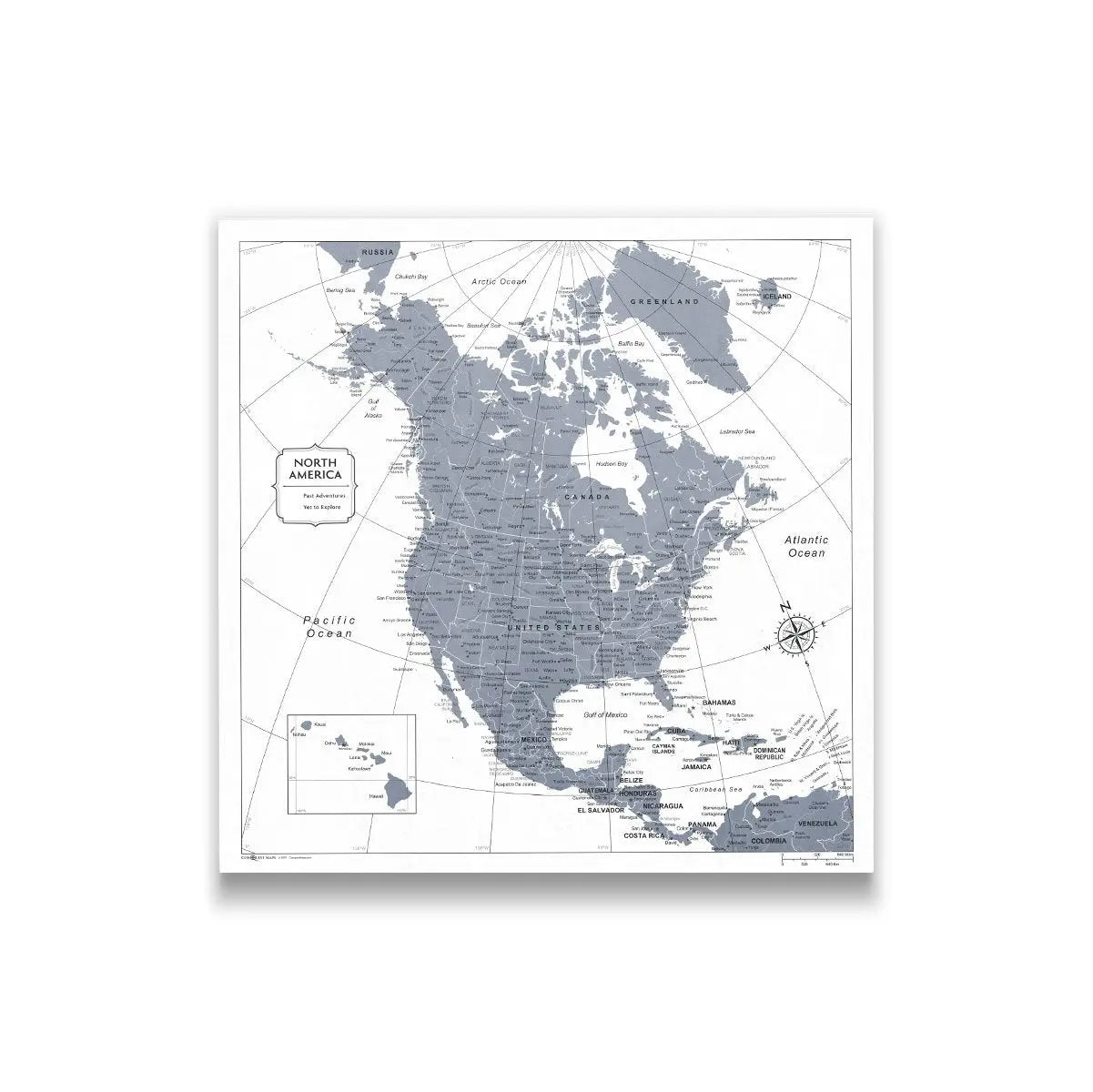 North America Poster - Dark Gray Color Splash - Conquest Maps LLC