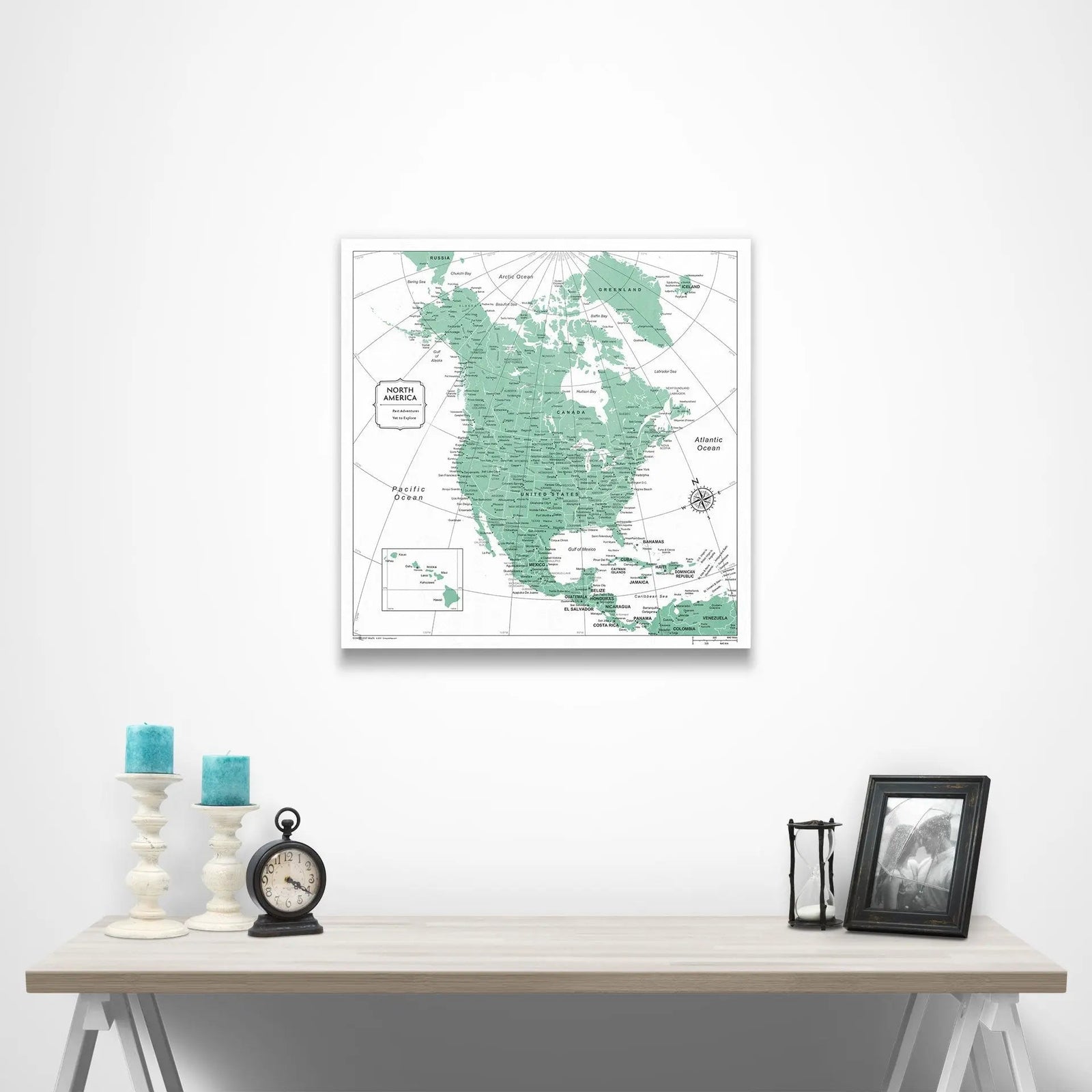 North America Poster - Green Color Splash - Conquest Maps LLC