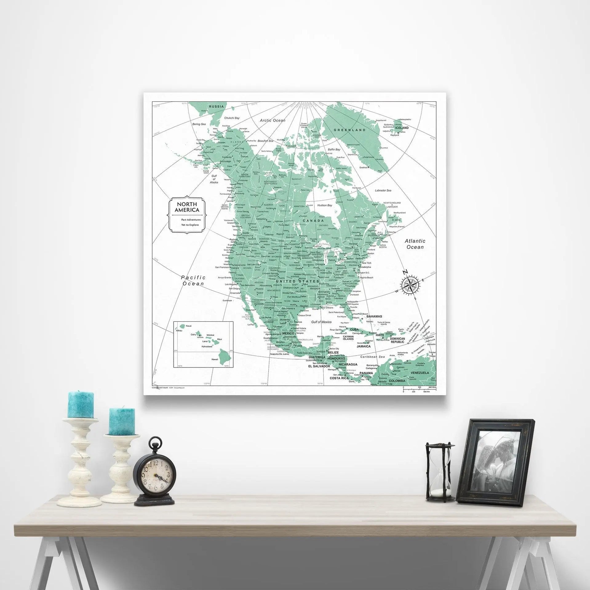 North America Poster - Green Color Splash - Conquest Maps LLC